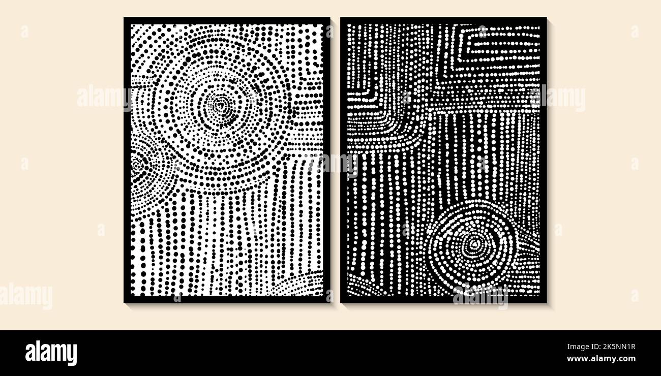 Black and white round minimalist wall art. Simple round style ...