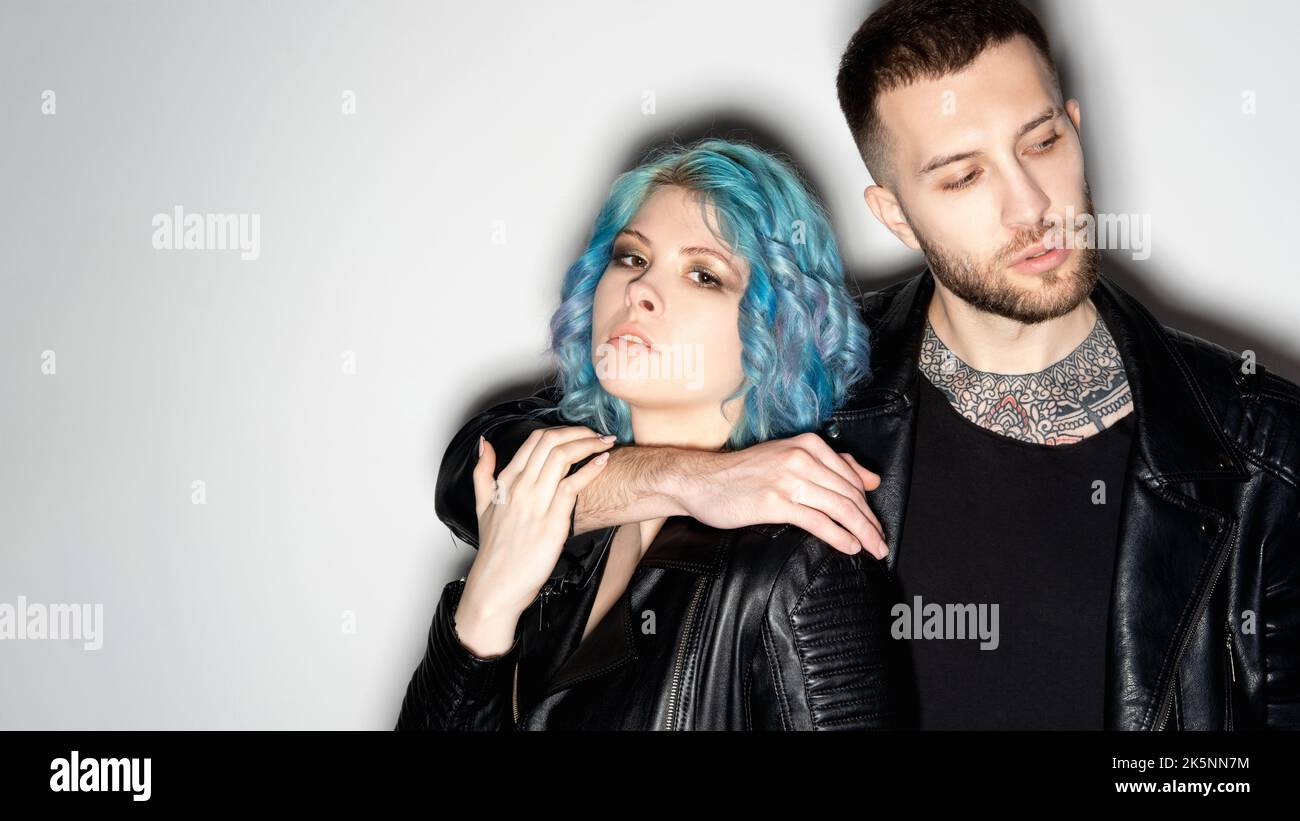 cyberpunk style hipster couple fashion model Stock Photo - Alamy