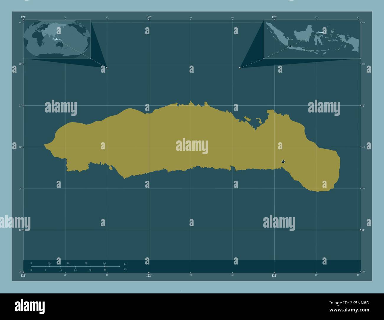 Gorontalo, province of Indonesia. Solid color shape. Corner auxiliary ...