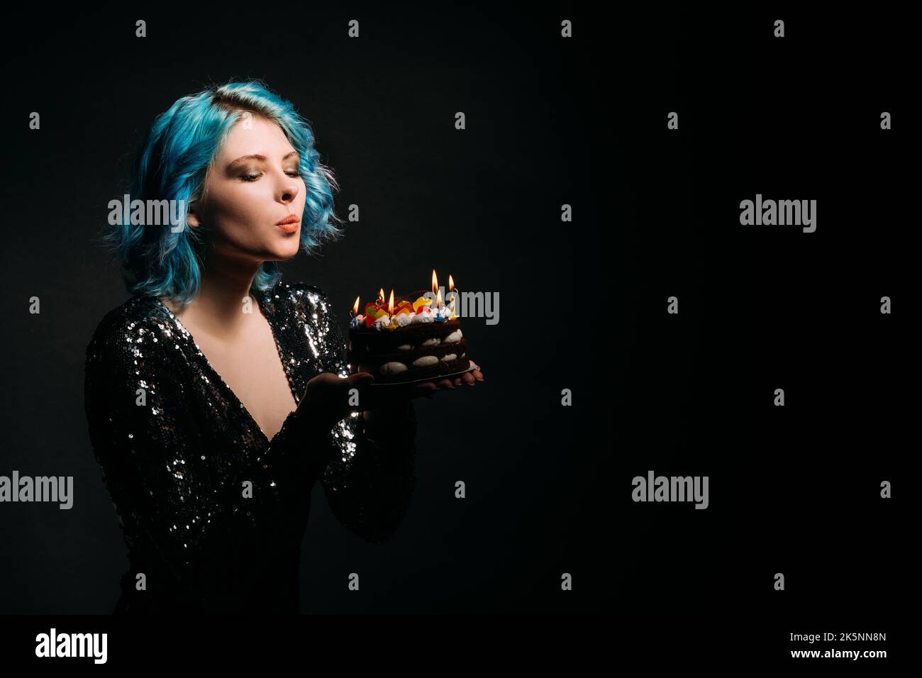 enjoying birthday dreamful woman holiday wish Stock Photo - Alamy