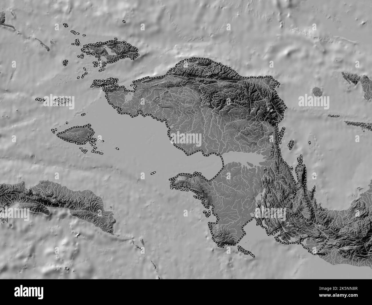 Irian Jaya Barat, province of Indonesia. Bilevel elevation map with ...