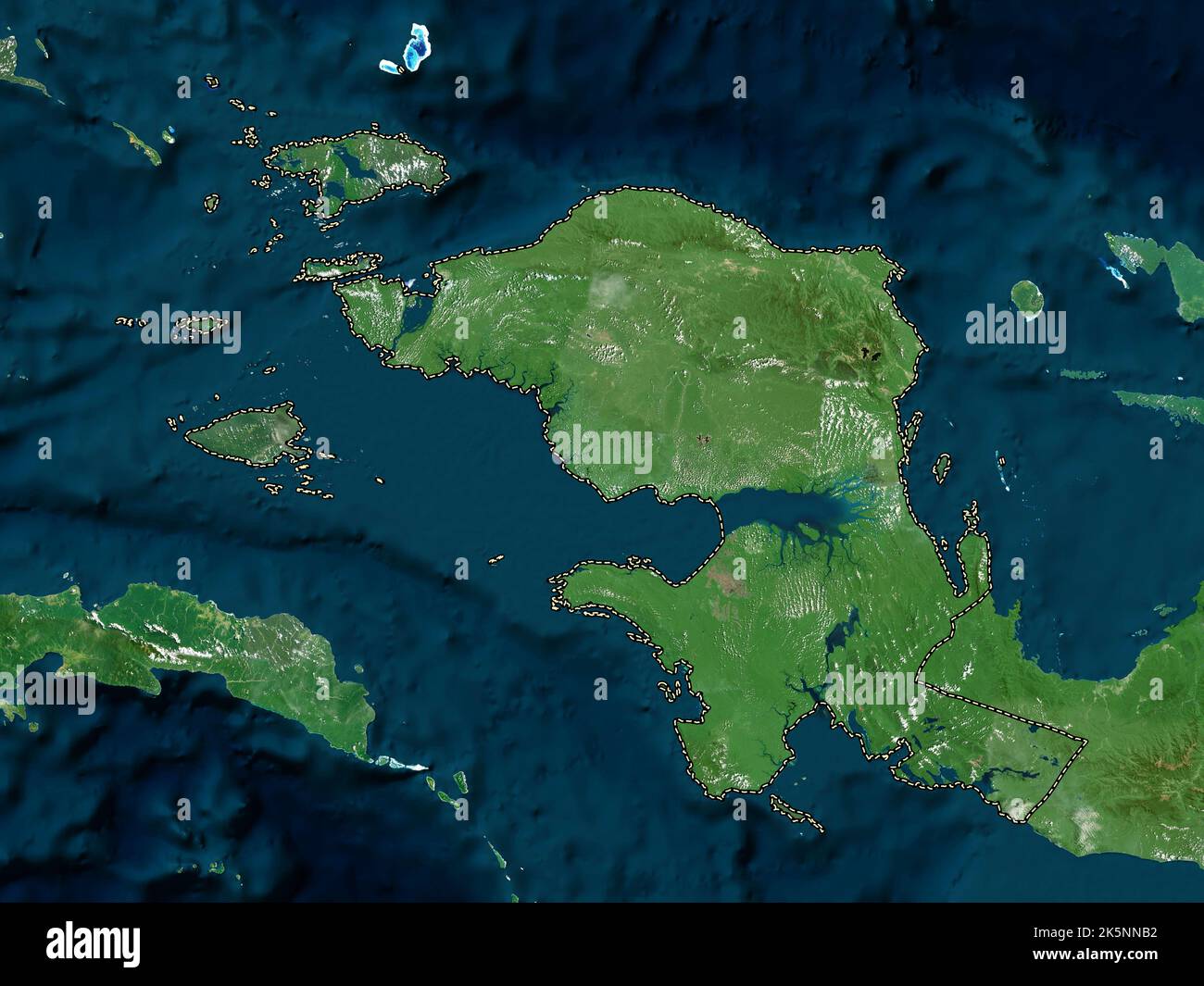 Irian Jaya Barat, province of Indonesia. High resolution satellite map ...