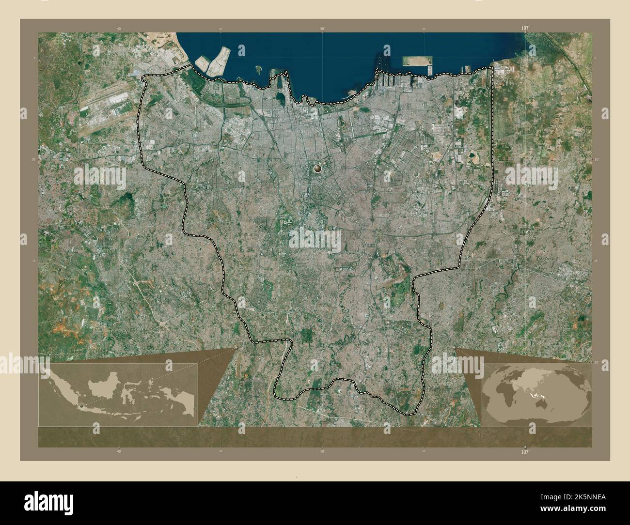 Jakarta Raya, special district of Indonesia. High resolution satellite ...