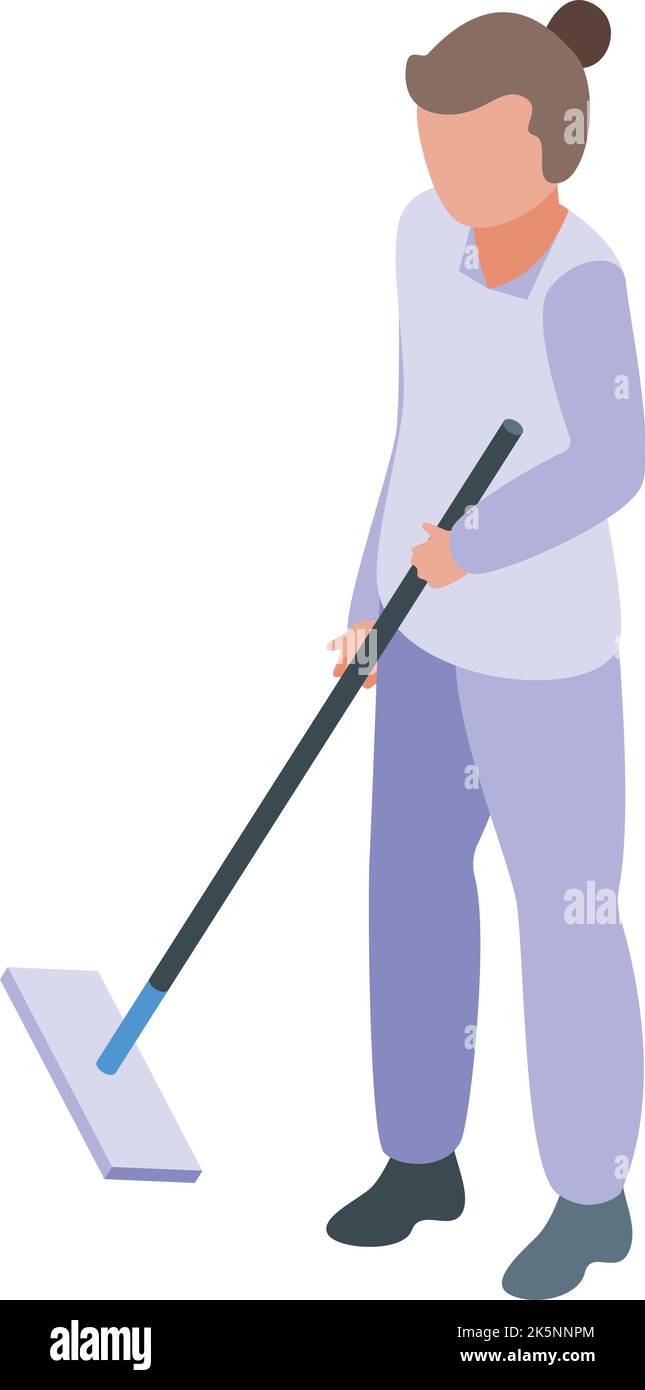 Household mop clean icon isometric vector. Staff character. Cleaning ...