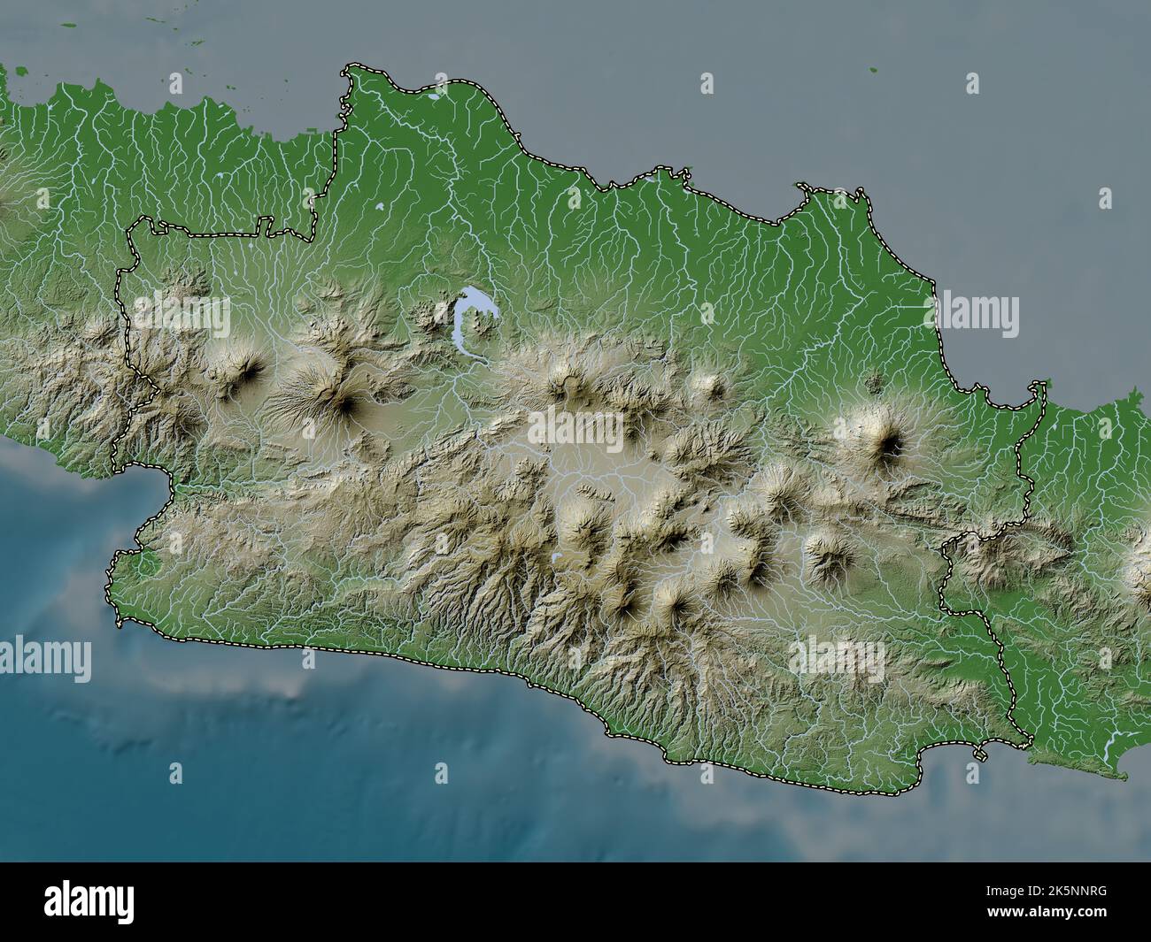 Jawa Barat, province of Indonesia. Elevation map colored in wiki style ...