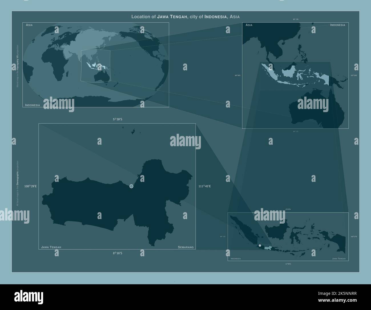 Jawa Tengah, city of Indonesia. Diagram showing the location of the ...