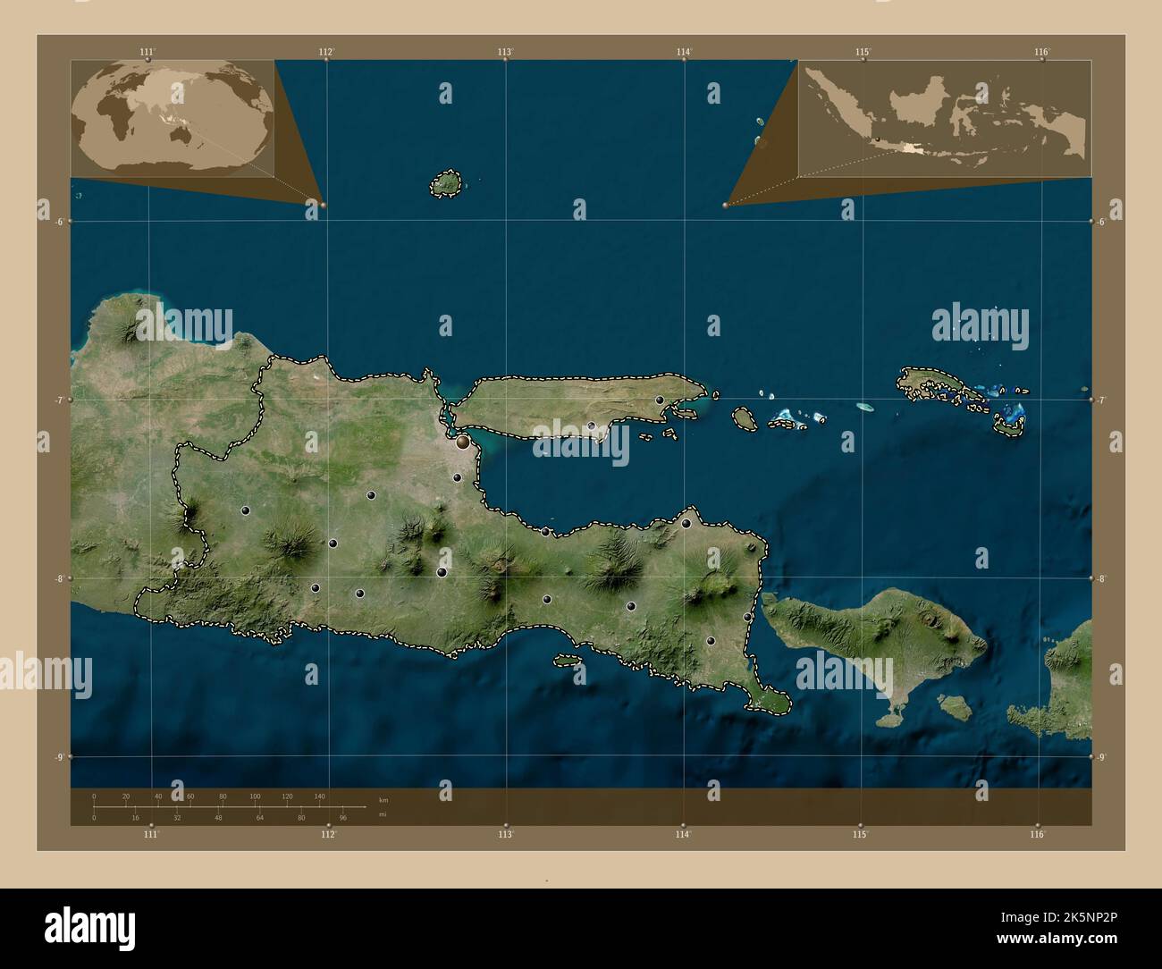 Jawa Timur, province of Indonesia. Low resolution satellite map ...