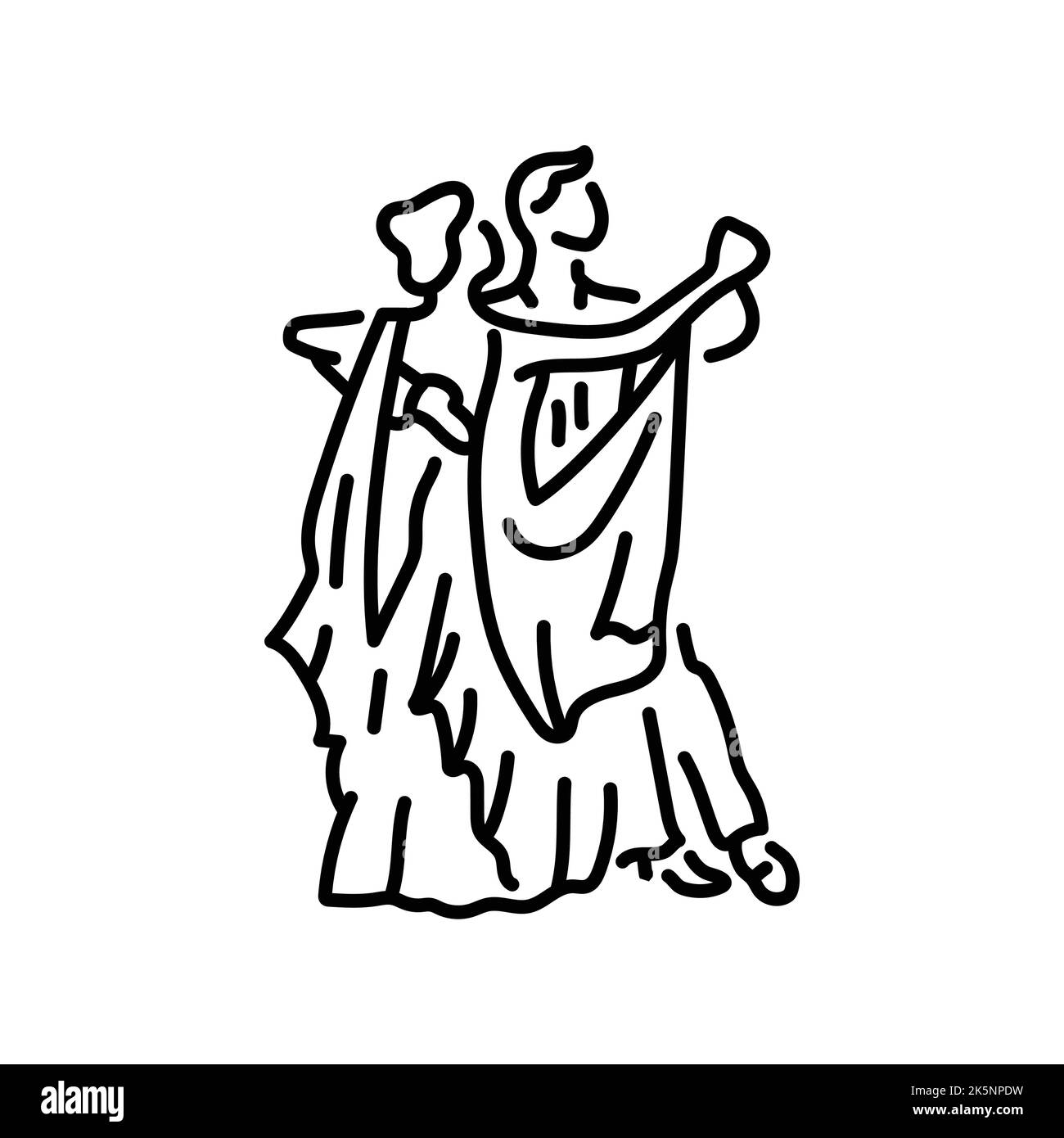Couple Dancing Ballroom Dance Waltz Color Line Icon Pictogram For Web