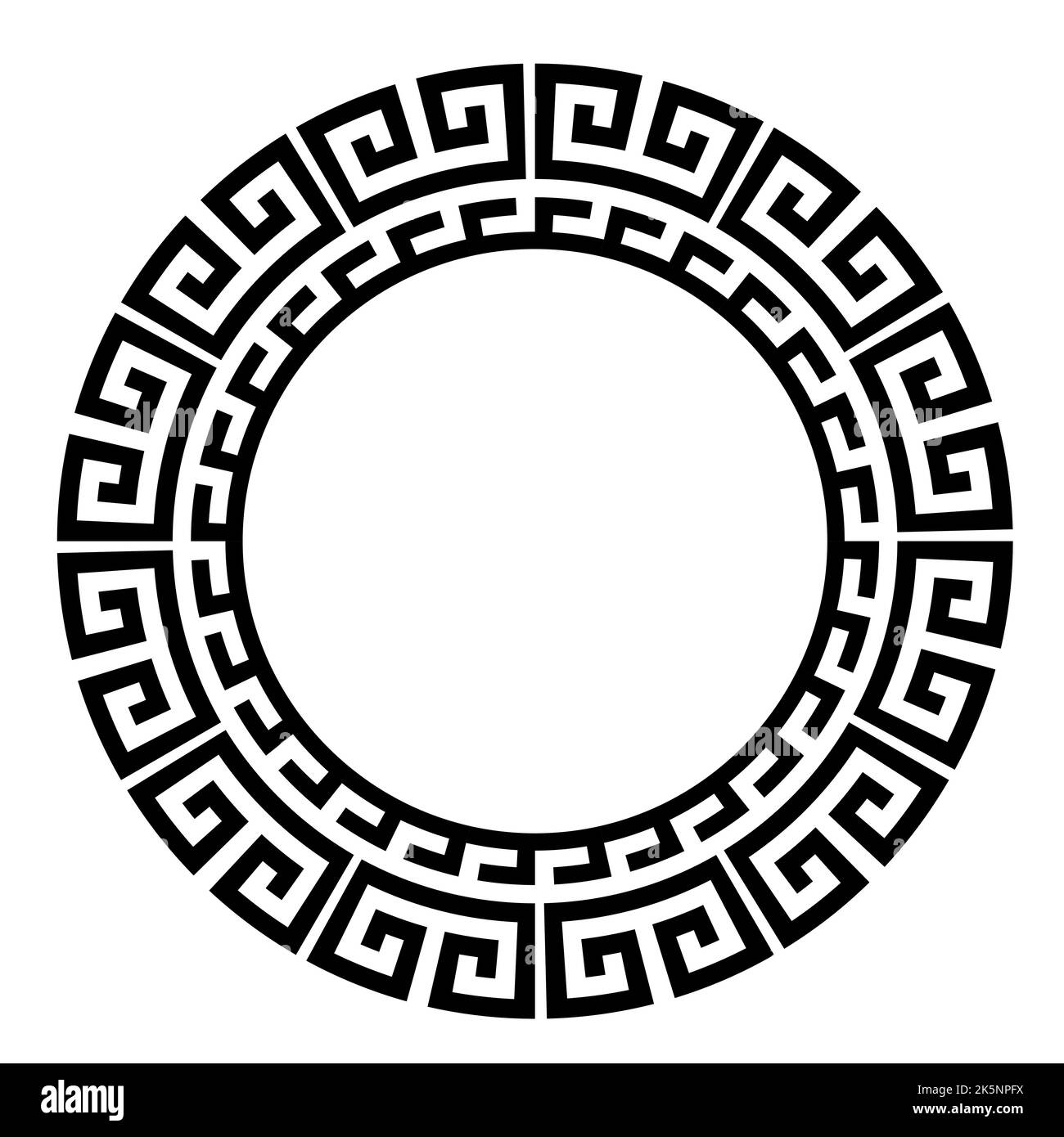 Ancient Greek key black frame pattern, round antique border from Greece ...