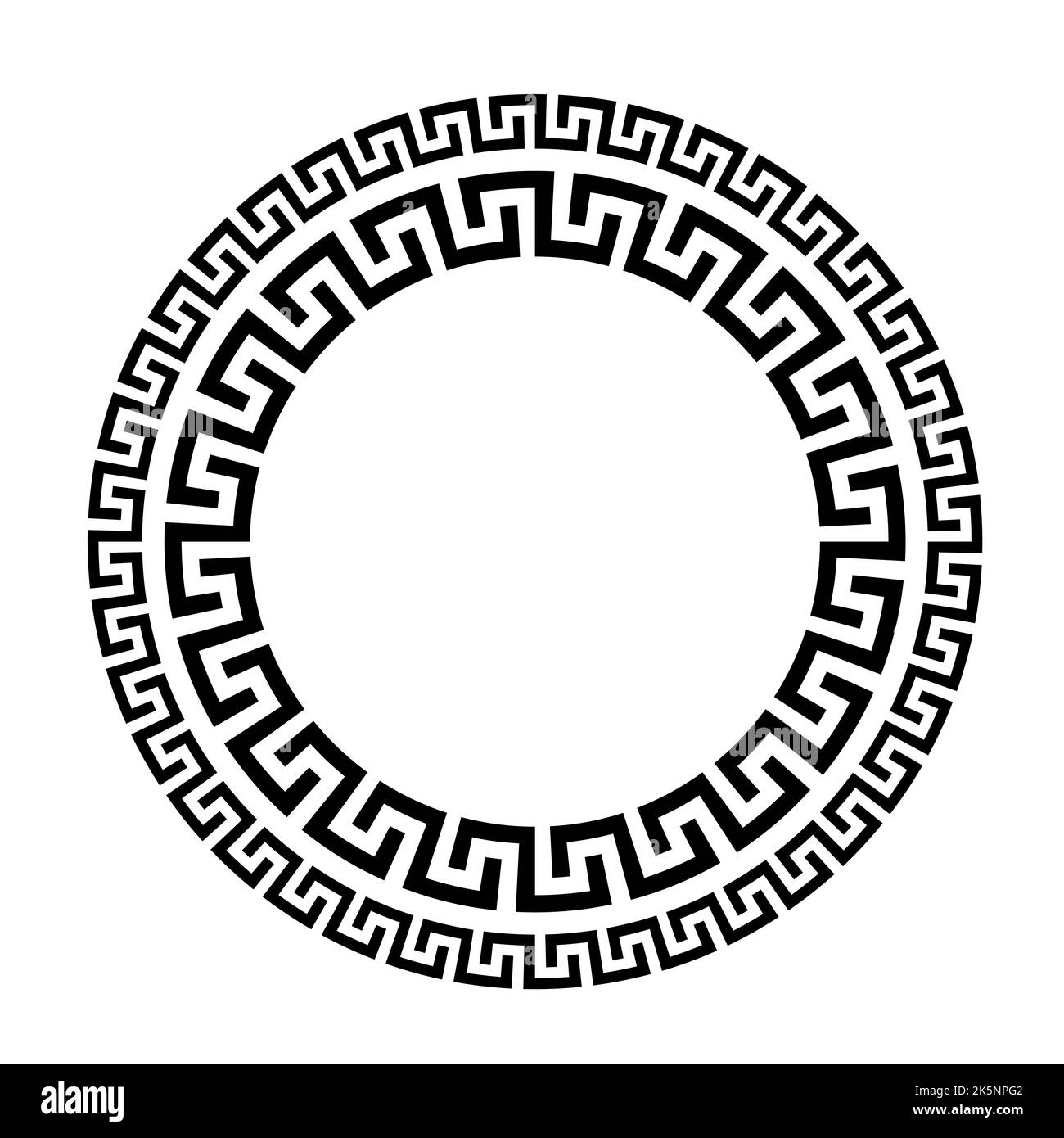 Ancient Greek key black frame pattern, round antique border from Greece ...