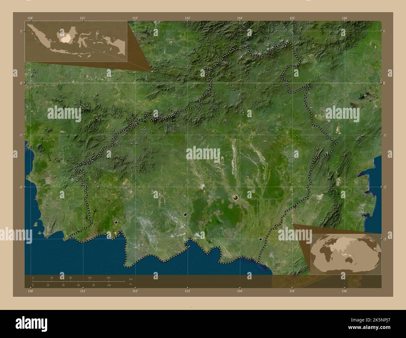 Kalimantan Tengah, province of Indonesia. Low resolution satellite map ...