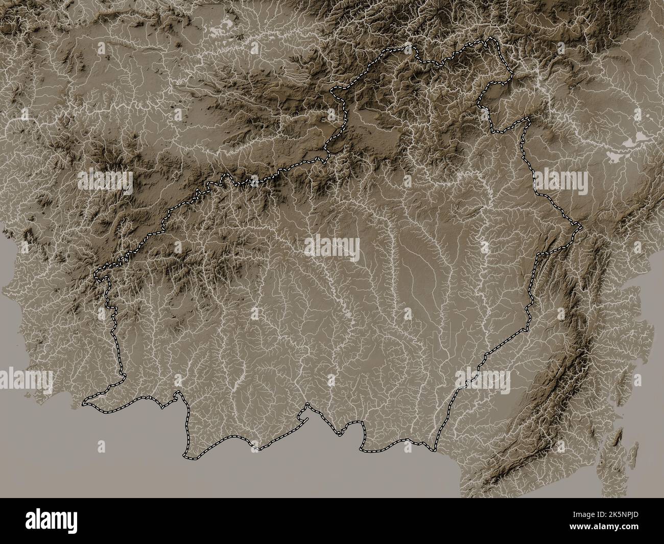 Kalimantan Tengah, province of Indonesia. Elevation map colored in ...