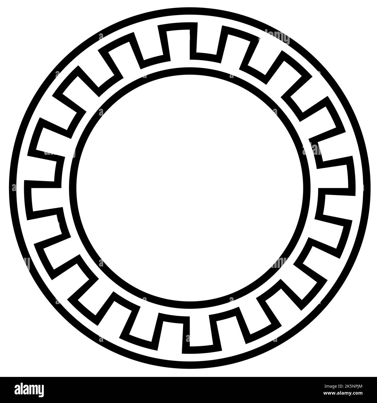 Greek round frame. Ancient Greek key black frame pattern, round antique ...
