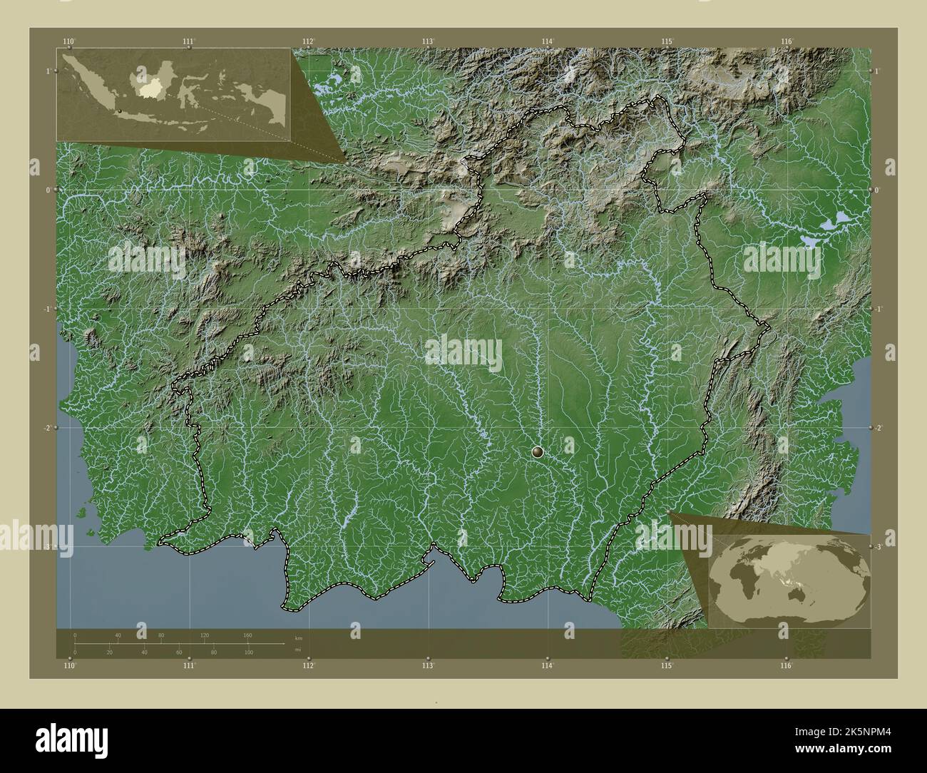 Kalimantan Tengah, province of Indonesia. Elevation map colored in wiki ...