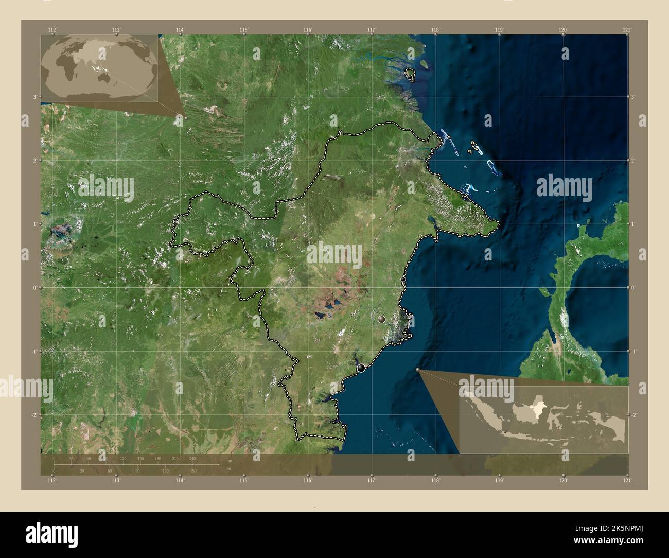 Kalimantan Timur, province of Indonesia. High resolution satellite map ...