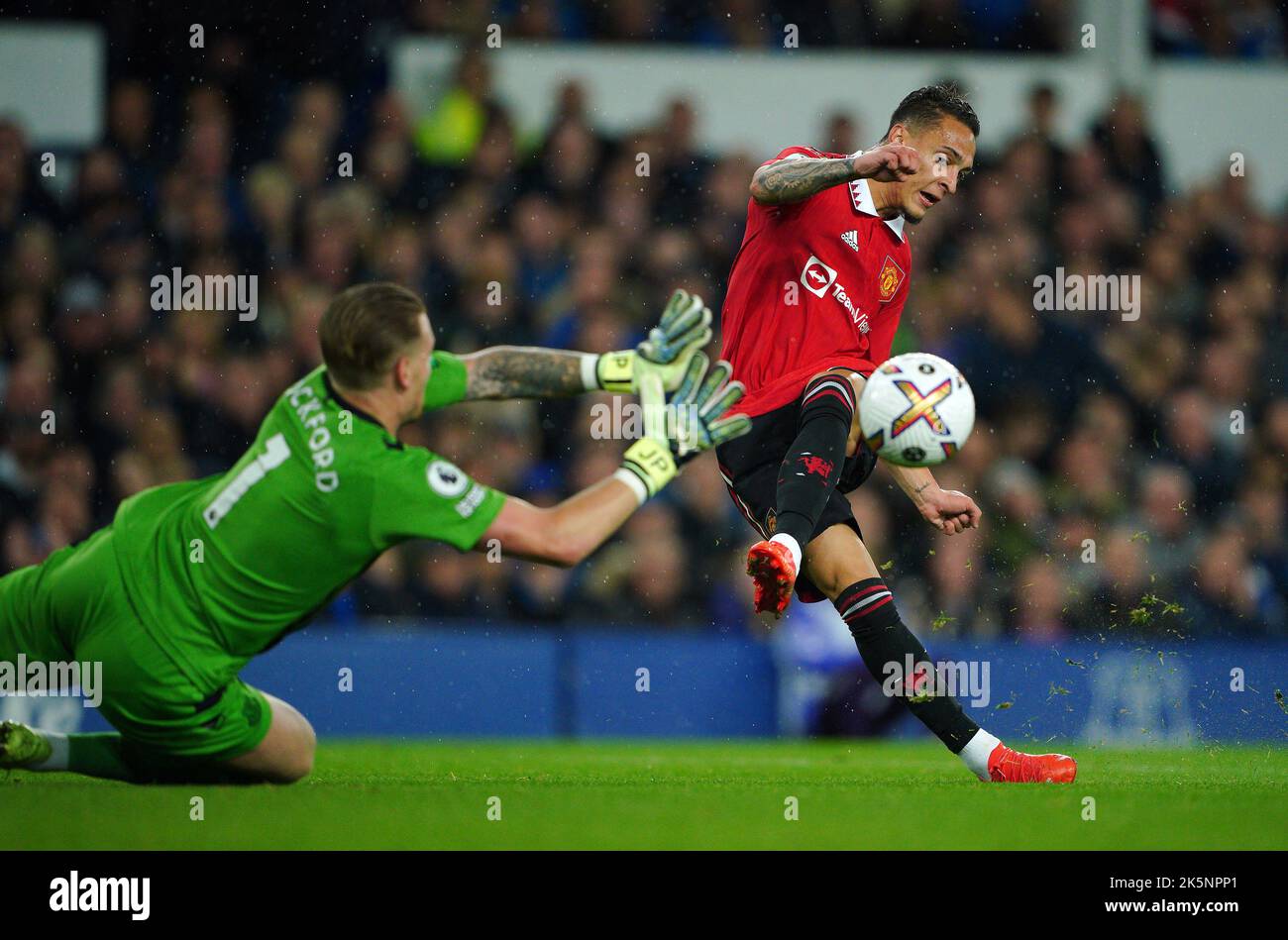 Manchester United's Antony scores their side's first goal of the game ...