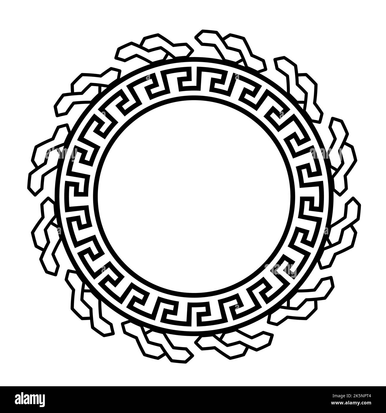 Ancient Greek key black frame pattern, round antique border from Greece ...