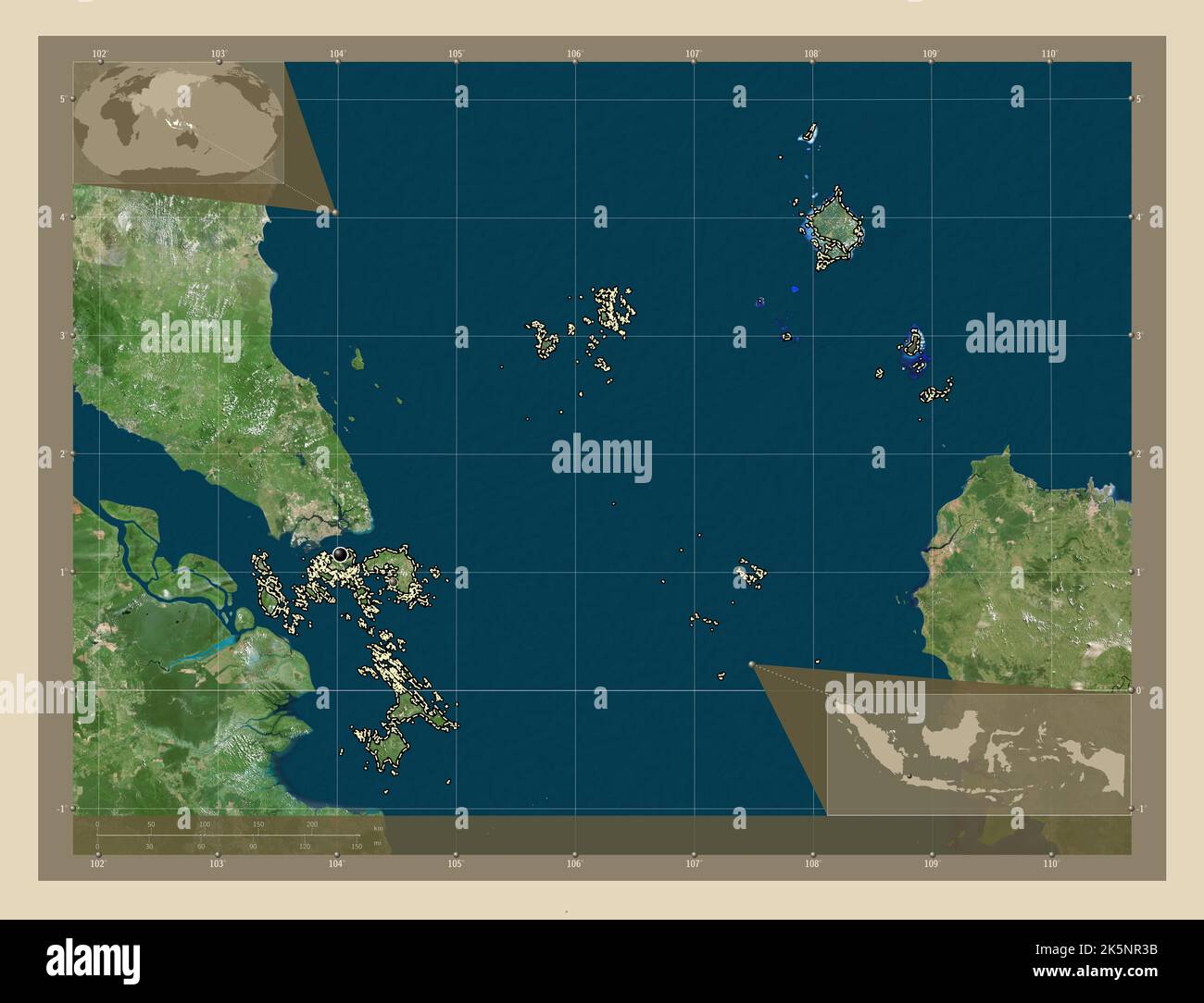 Kepulauan Riau, province of Indonesia. High resolution satellite map ...