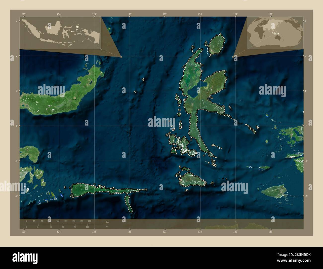 Maluku Utara, province of Indonesia. High resolution satellite map ...