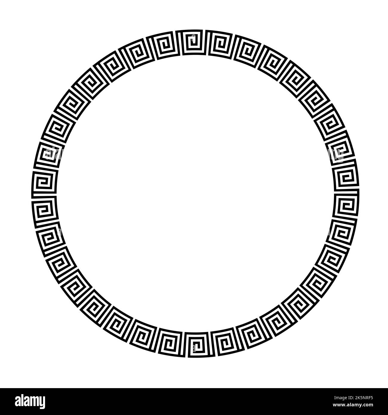 Ancient Greek key black frame pattern, round antique border from Greece ...