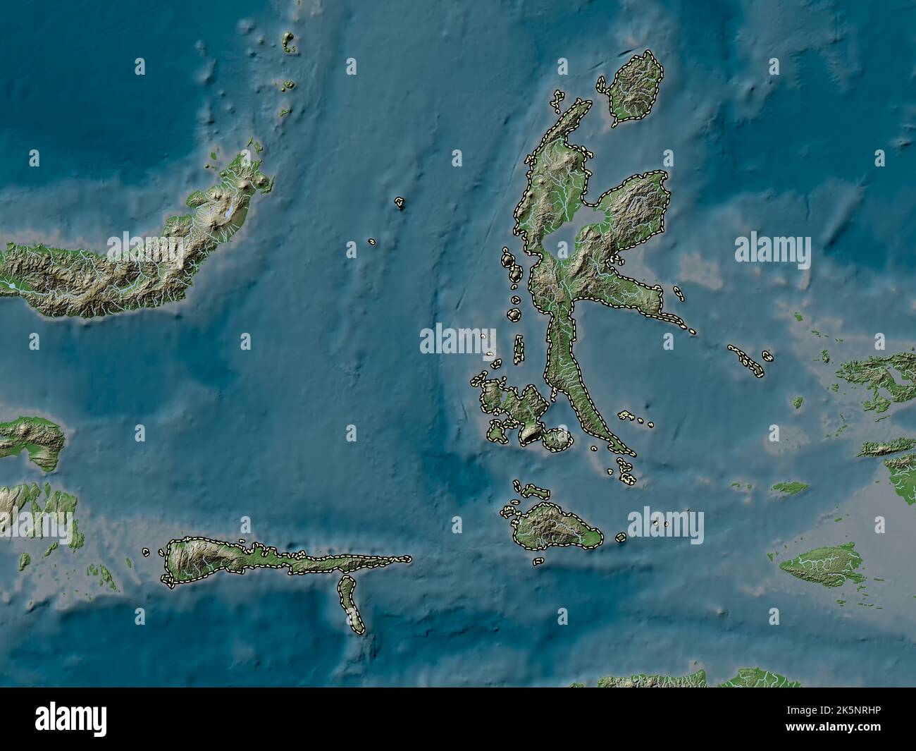 Maluku Utara, province of Indonesia. Elevation map colored in wiki ...