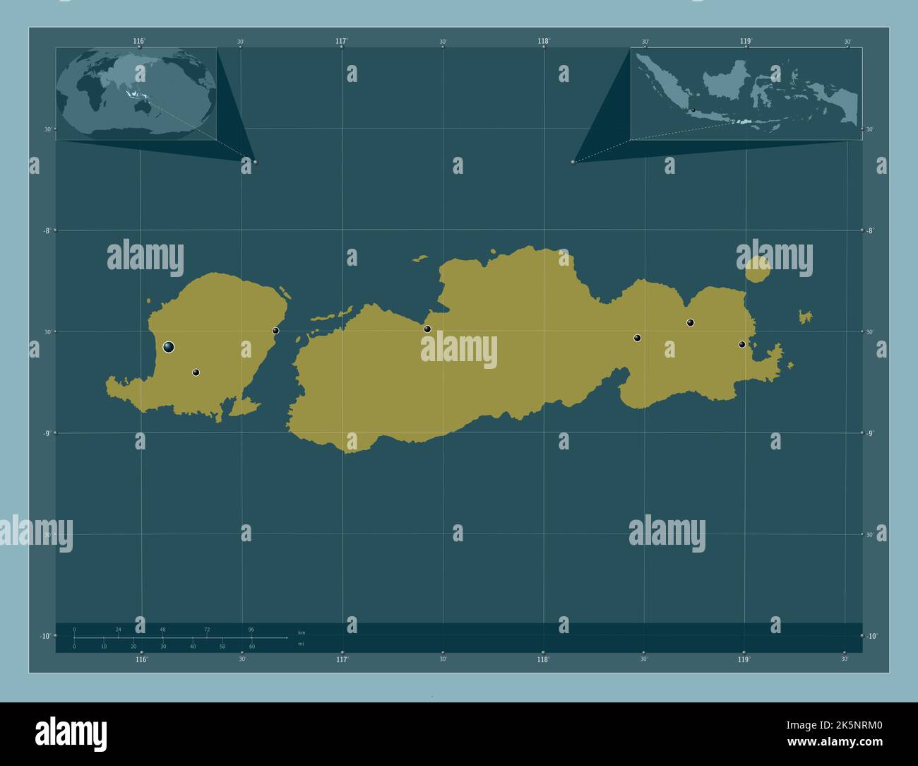 Nusa Tenggara Barat, province of Indonesia. Solid color shape ...