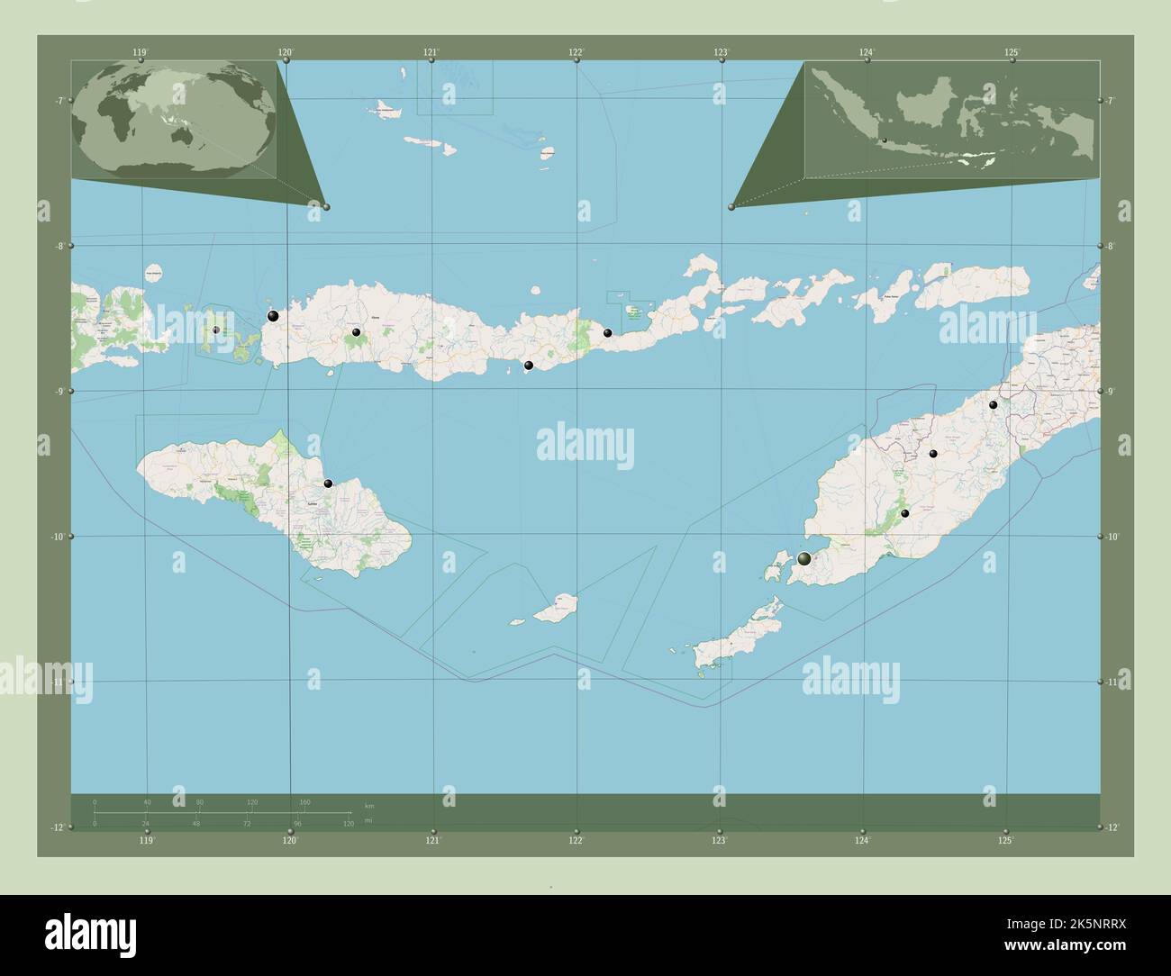 Nusa Tenggara Timur, province of Indonesia. Open Street Map. Locations ...
