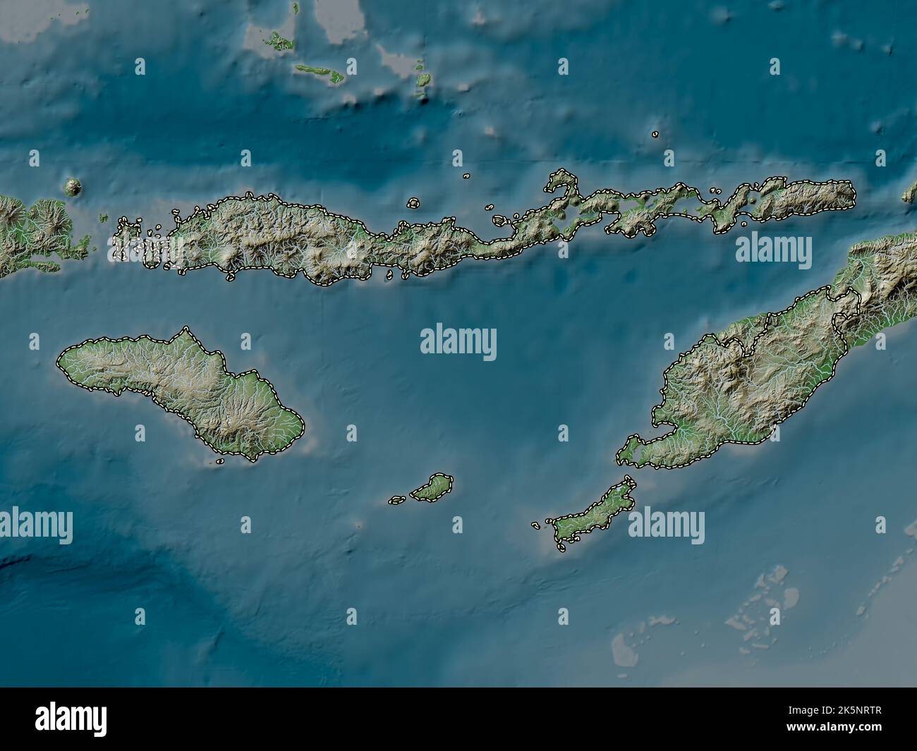 Nusa Tenggara Timur, province of Indonesia. Elevation map colored in ...