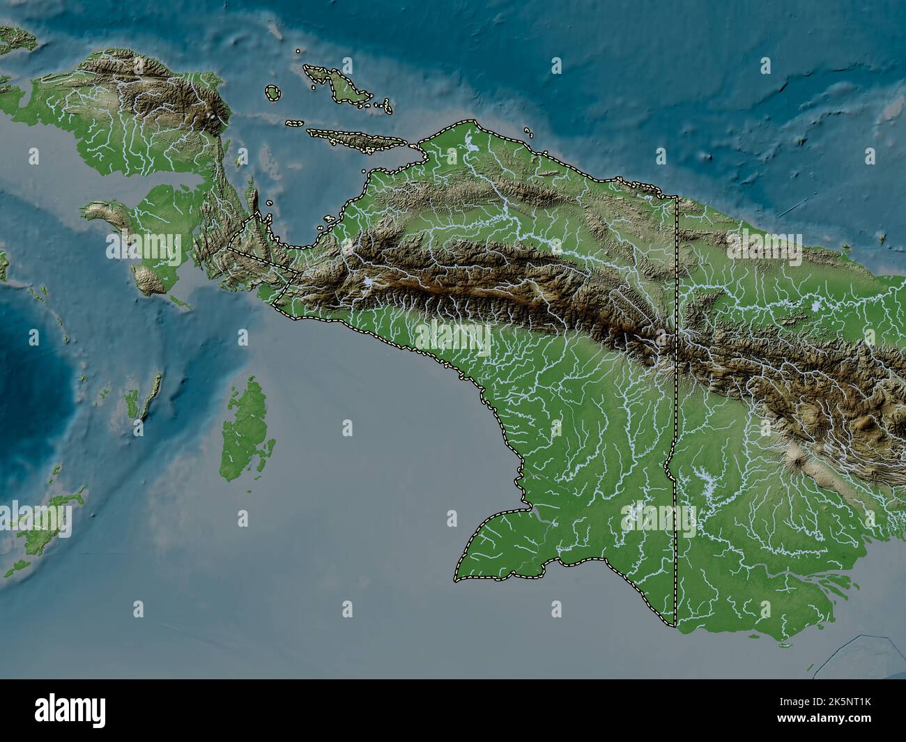 Papua, province of Indonesia. Elevation map colored in wiki style with ...