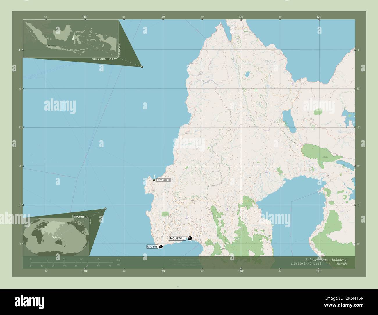 Sulawesi Barat, province of Indonesia. Open Street Map. Locations and ...
