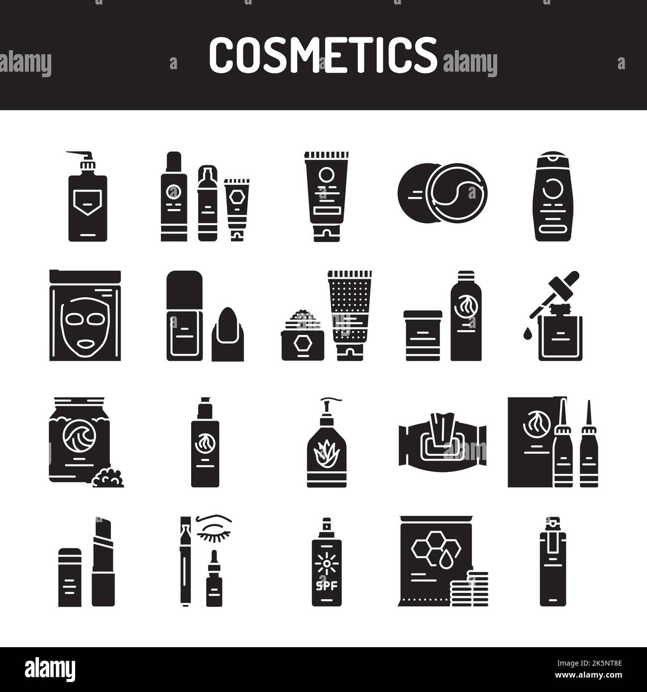 Cosmetics line icons set. Isolated vector element Stock Vector Image ...
