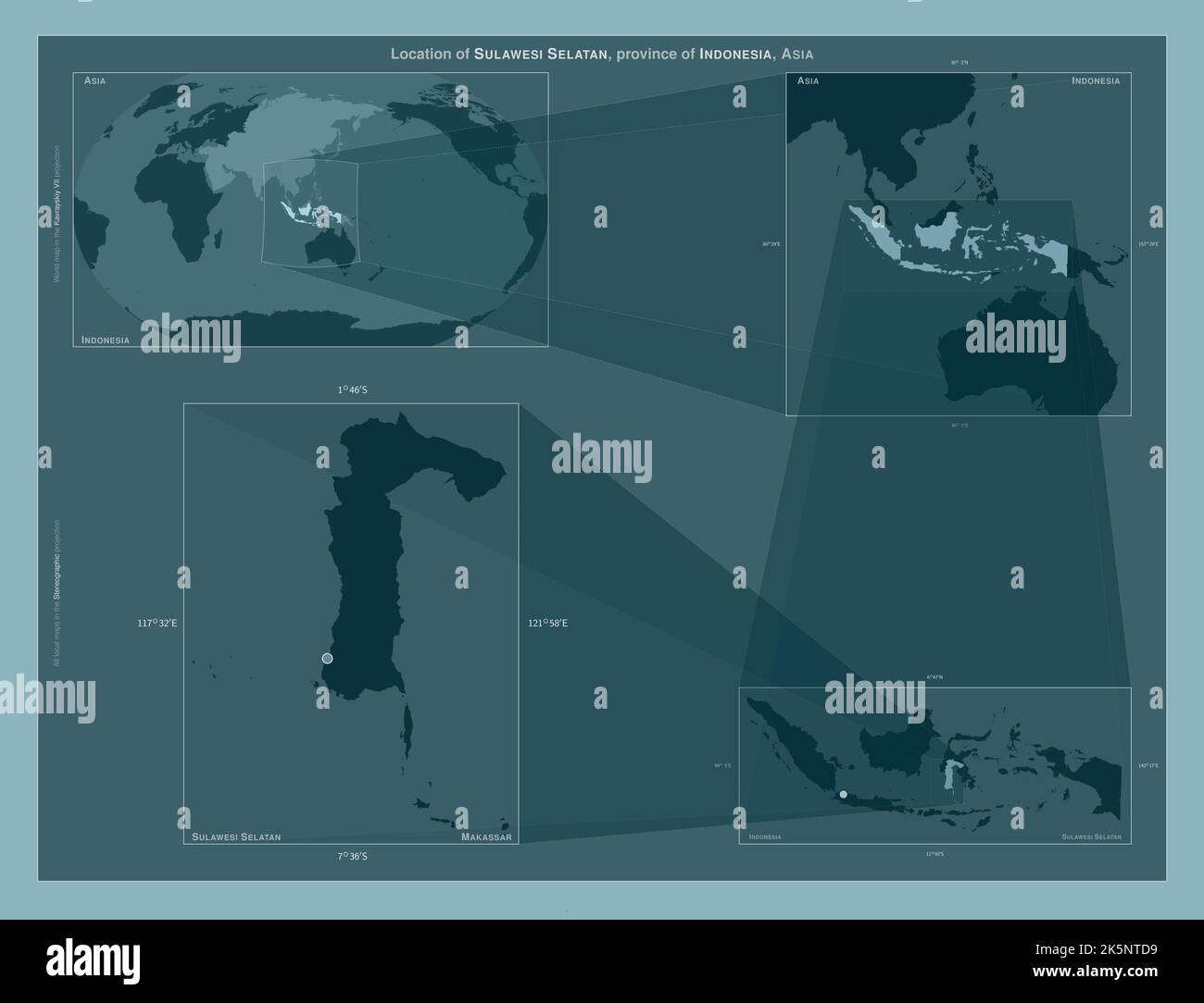 Sulawesi Selatan, province of Indonesia. Diagram showing the location ...