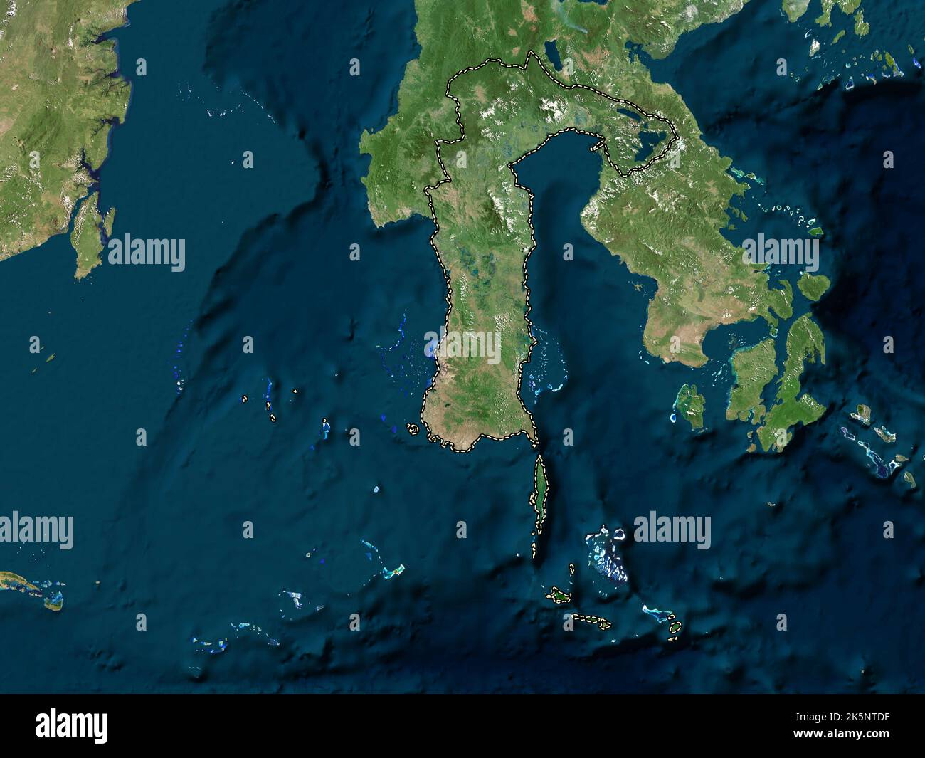 Sulawesi Selatan, province of Indonesia. High resolution satellite map Stock Photo - Alamy
