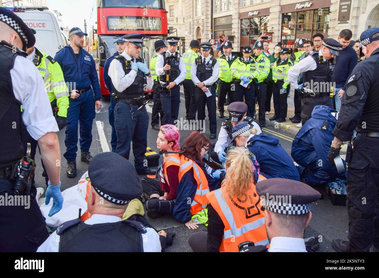 London, UK. 9th October 2022. Just Stop Oil activist Phoebe Plummer and ...