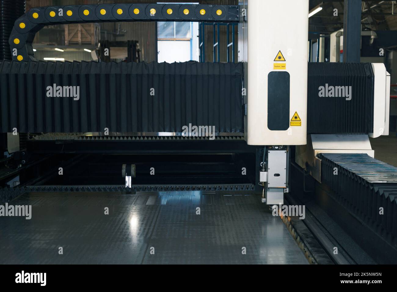 industrial laser cutting machine during metal sheet processing Stock ...