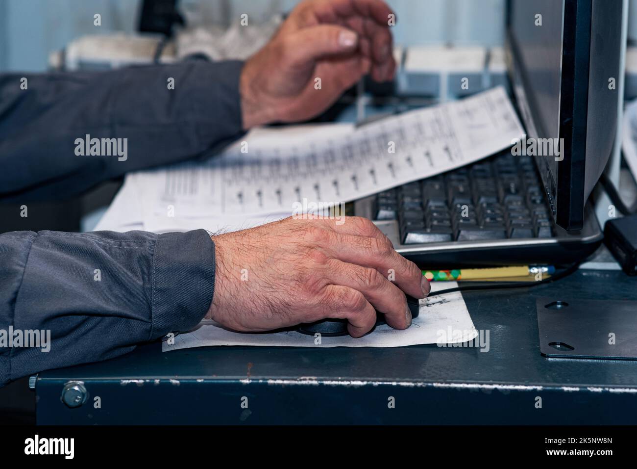 Perm, Russia - September 21, 2022: overworked hands of an age worker at ...