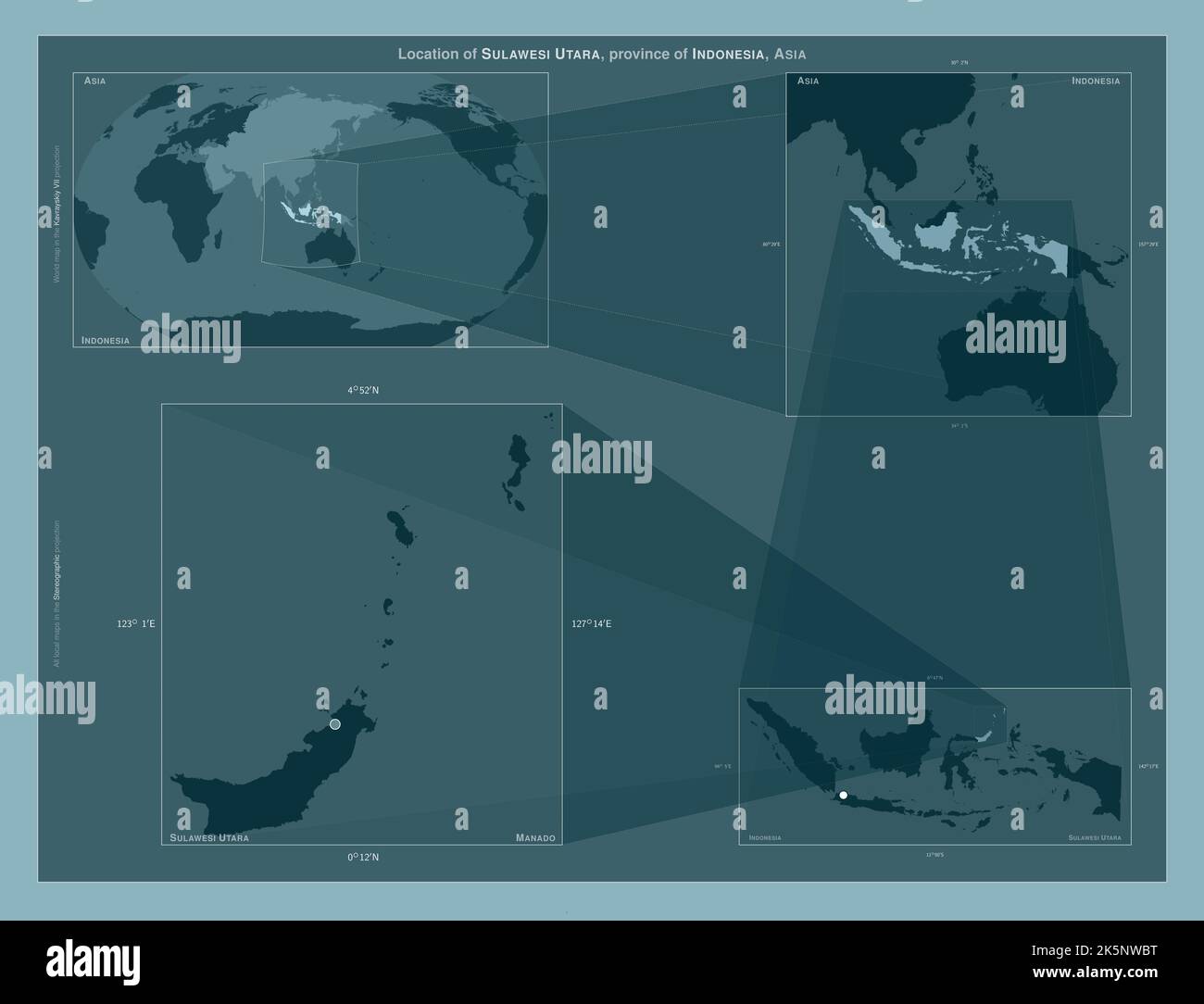 Sulawesi Utara, province of Indonesia. Diagram showing the location of ...