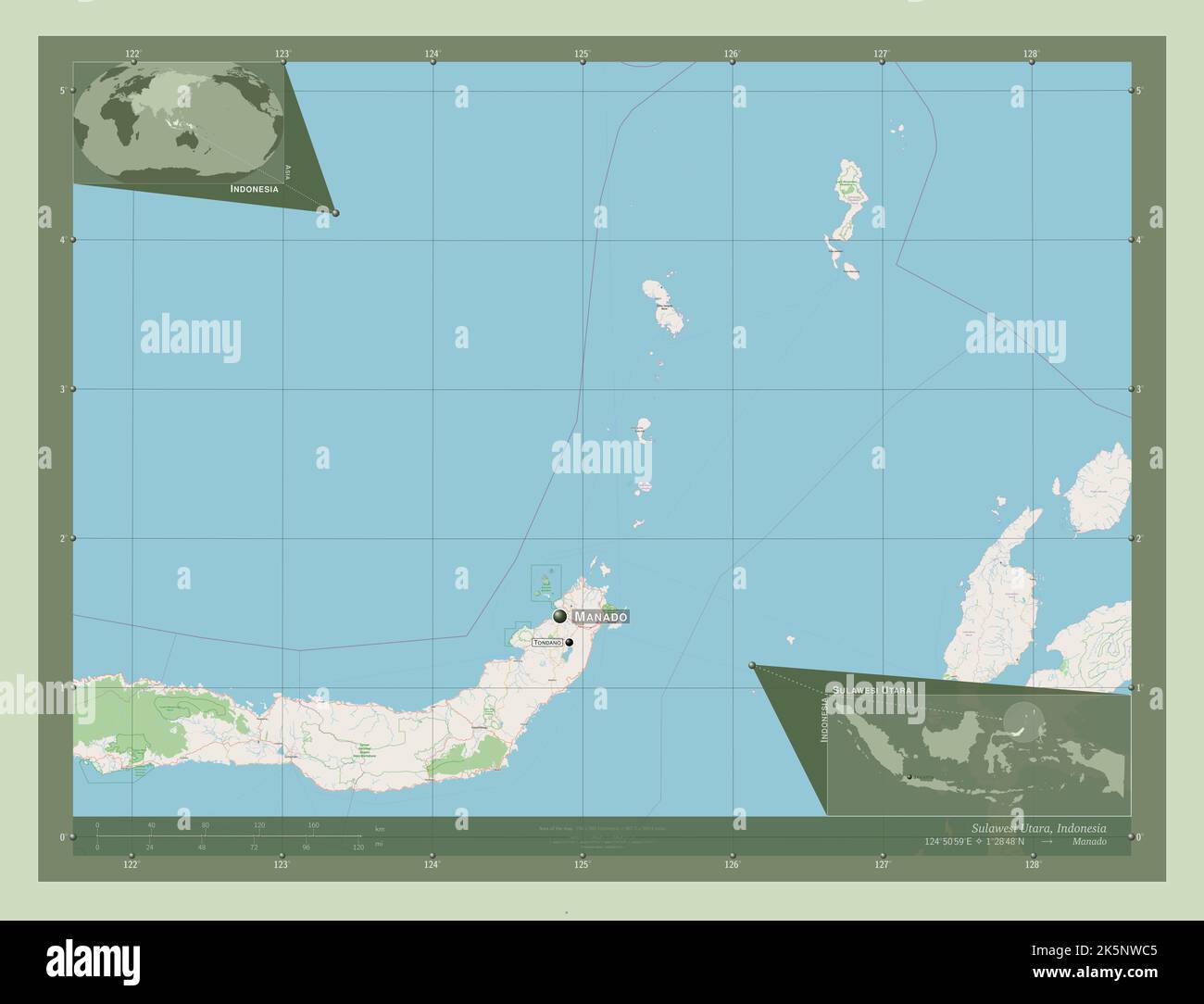 Sulawesi Utara, province of Indonesia. Open Street Map. Locations and ...