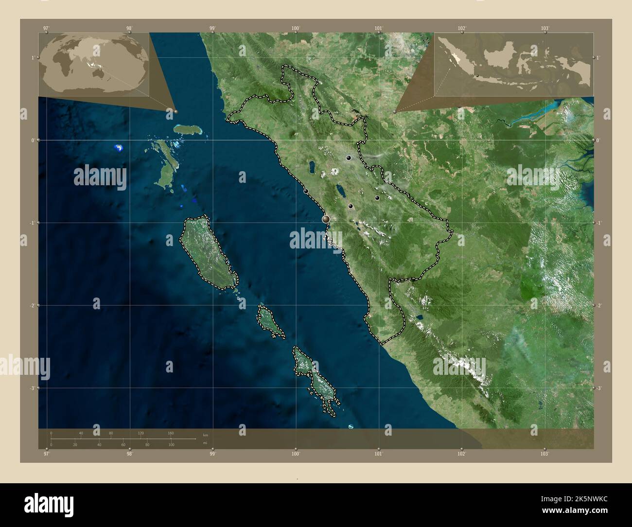 Sumatera Barat, province of Indonesia. High resolution satellite map ...