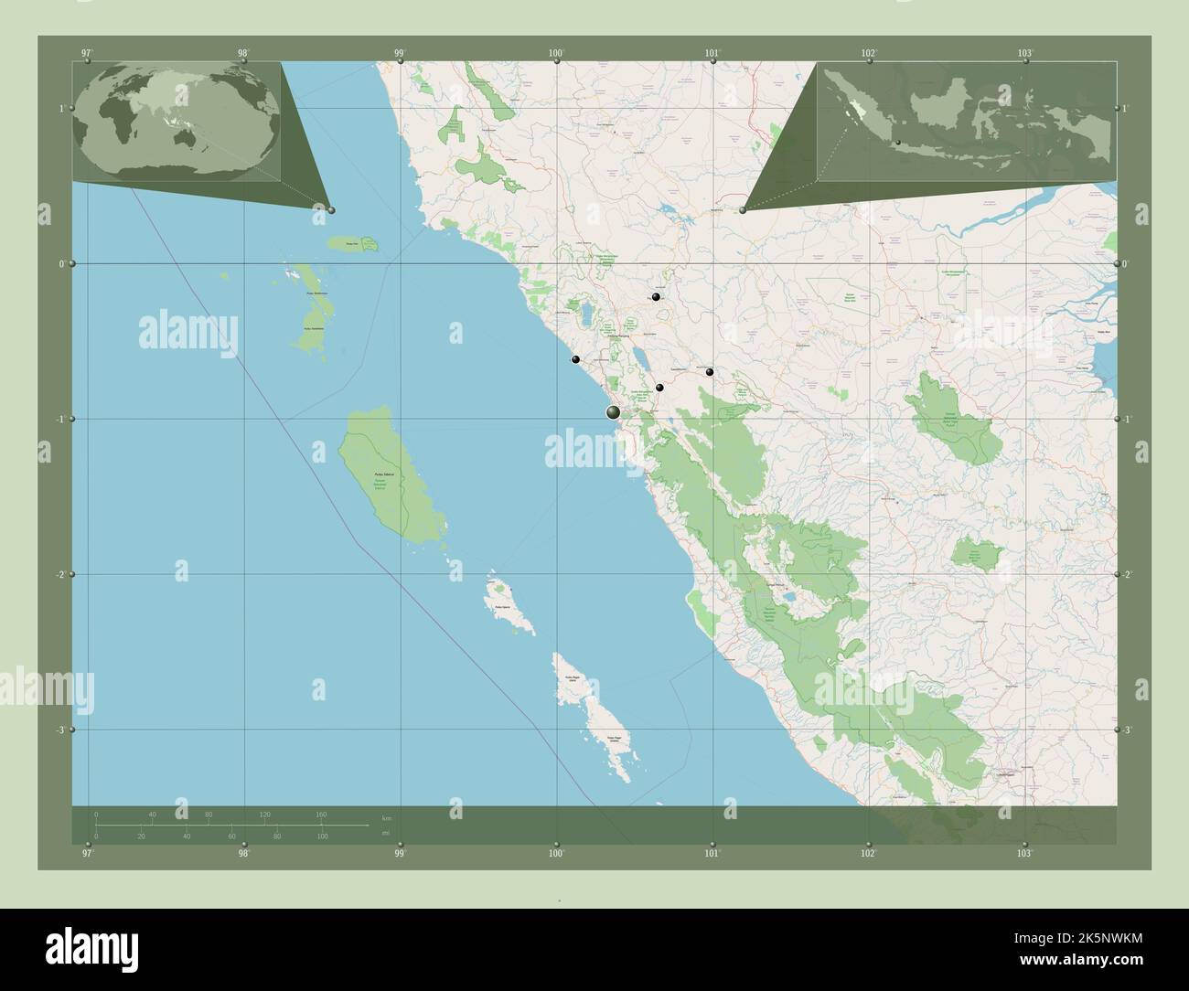 Sumatera Barat, province of Indonesia. Open Street Map. Locations of ...