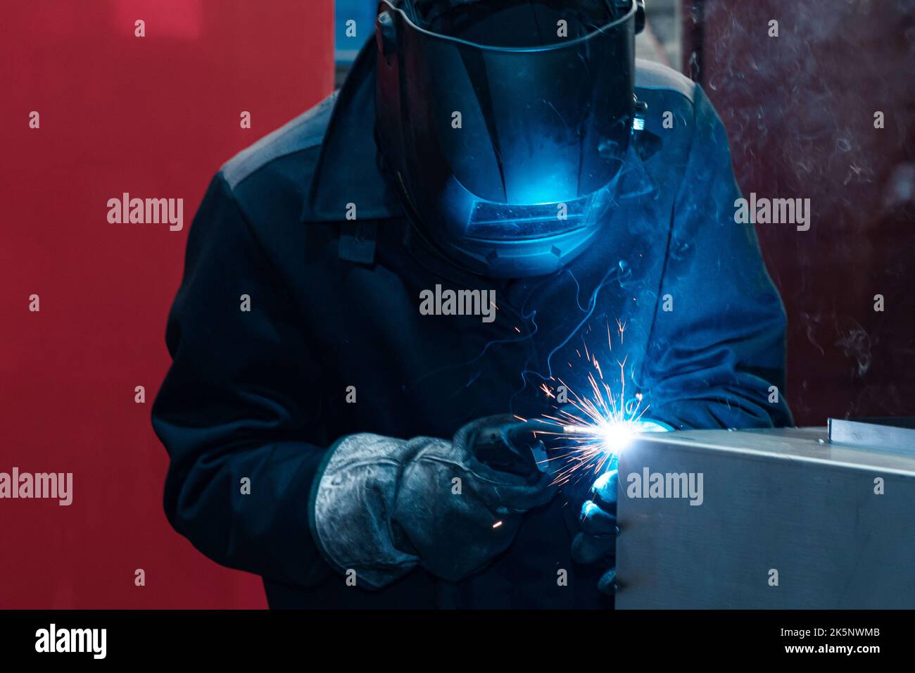 welding of metal structures in workshop Stock Photo - Alamy