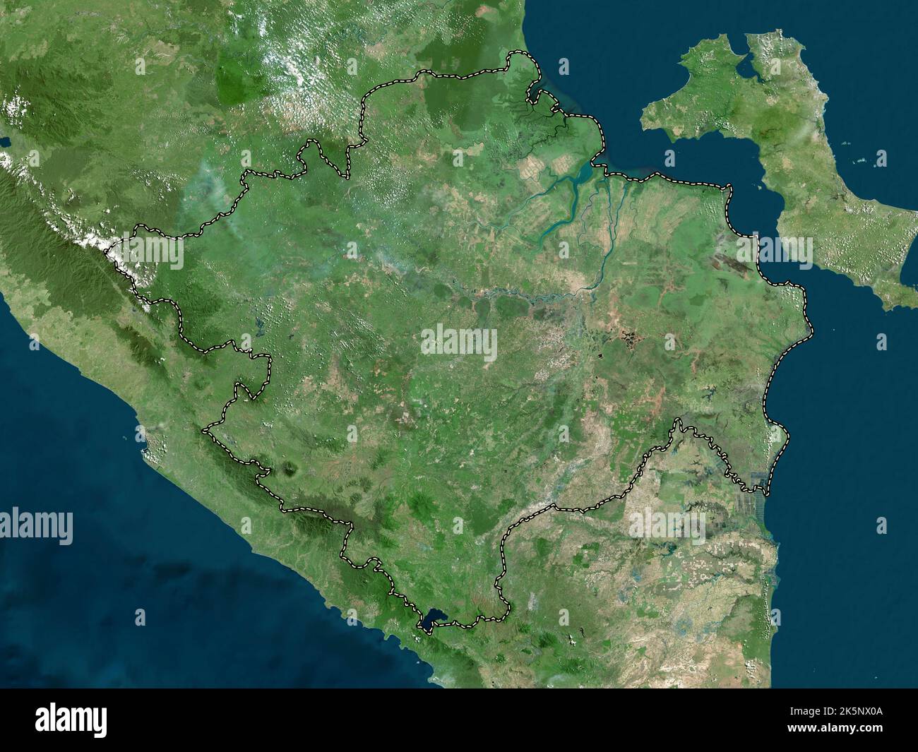 Sumatera Selatan, province of Indonesia. High resolution satellite map ...