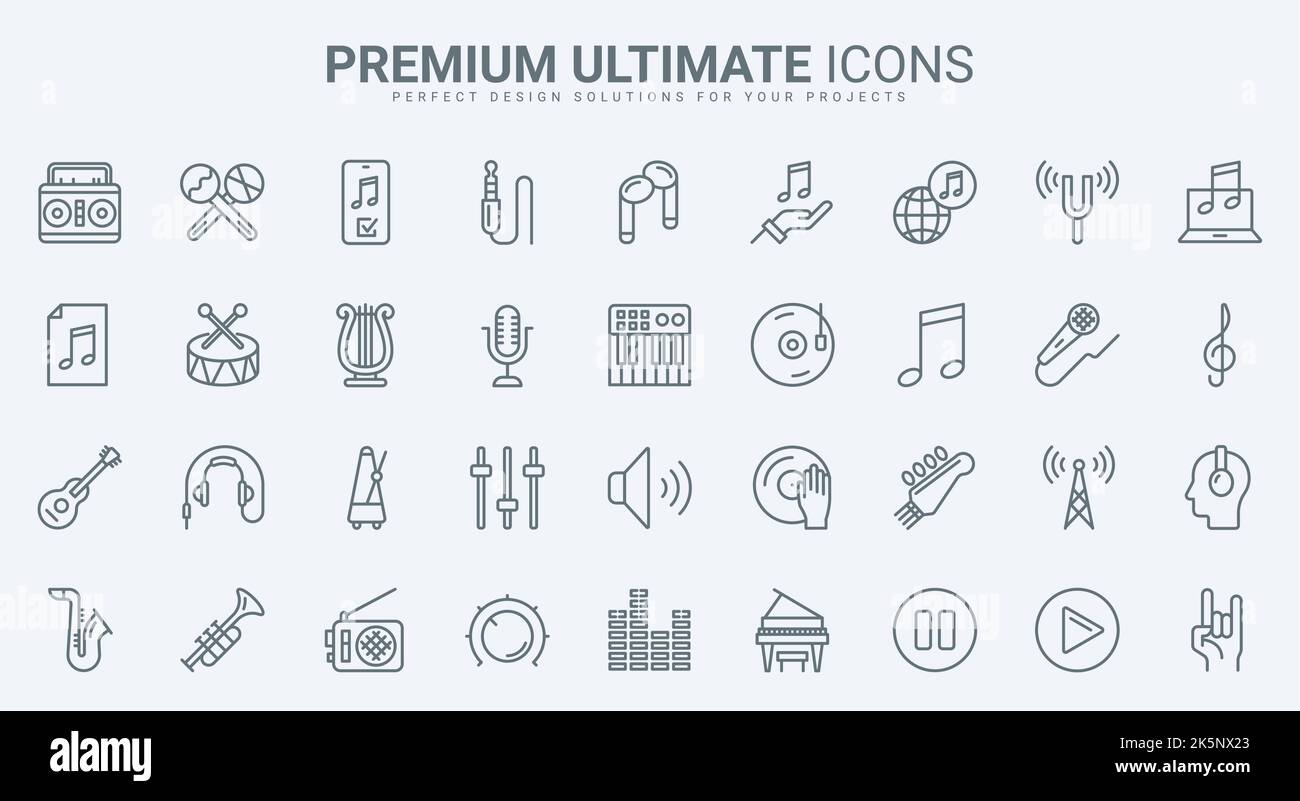 Music thin line icons set vector illustration. Outline acoustic ...