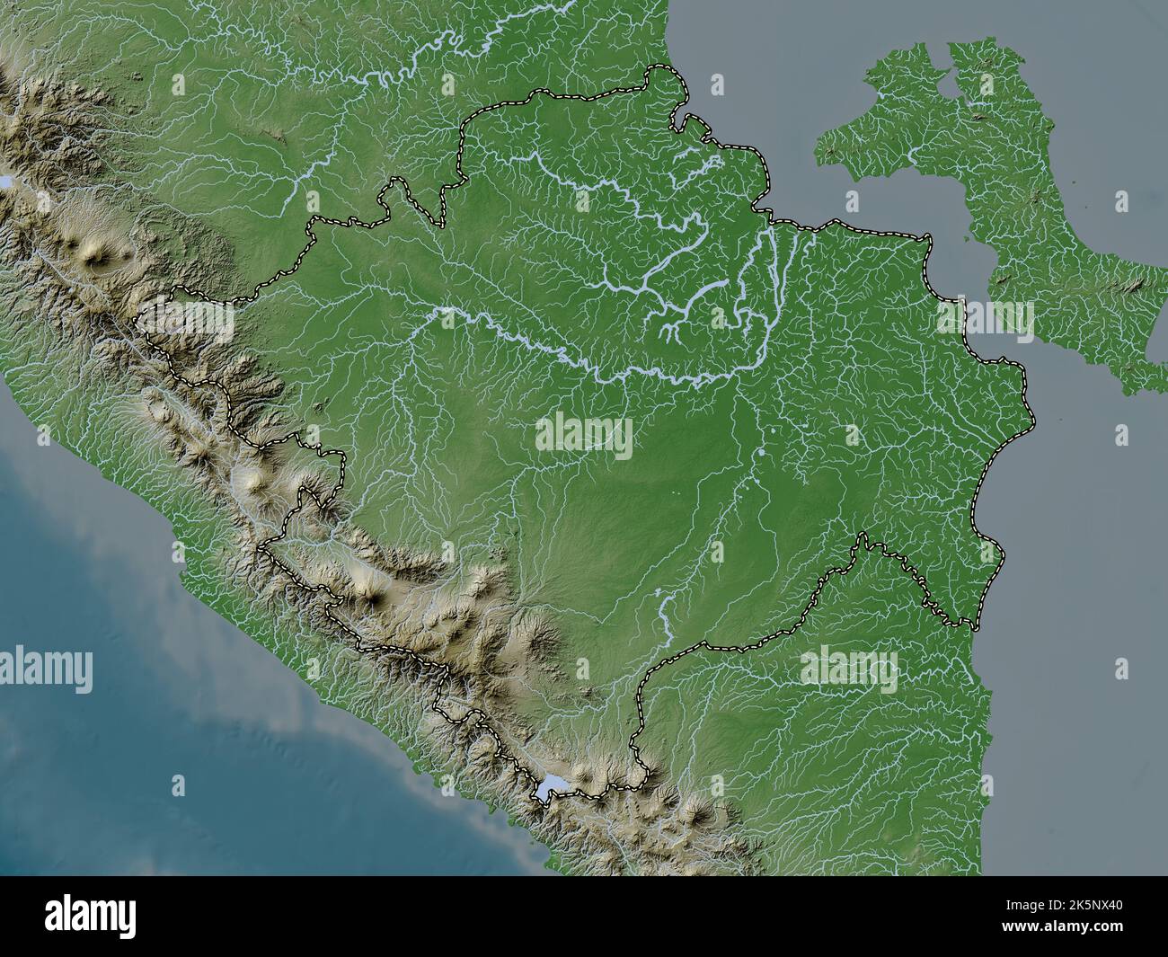 Sumatera Selatan, province of Indonesia. Elevation map colored in wiki ...