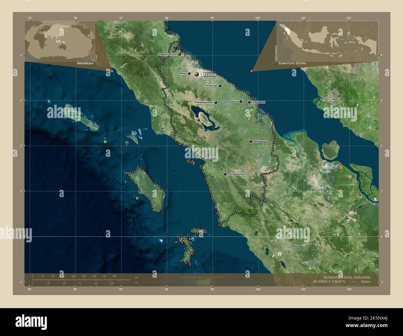 Sumatera Utara, province of Indonesia. High resolution satellite map ...