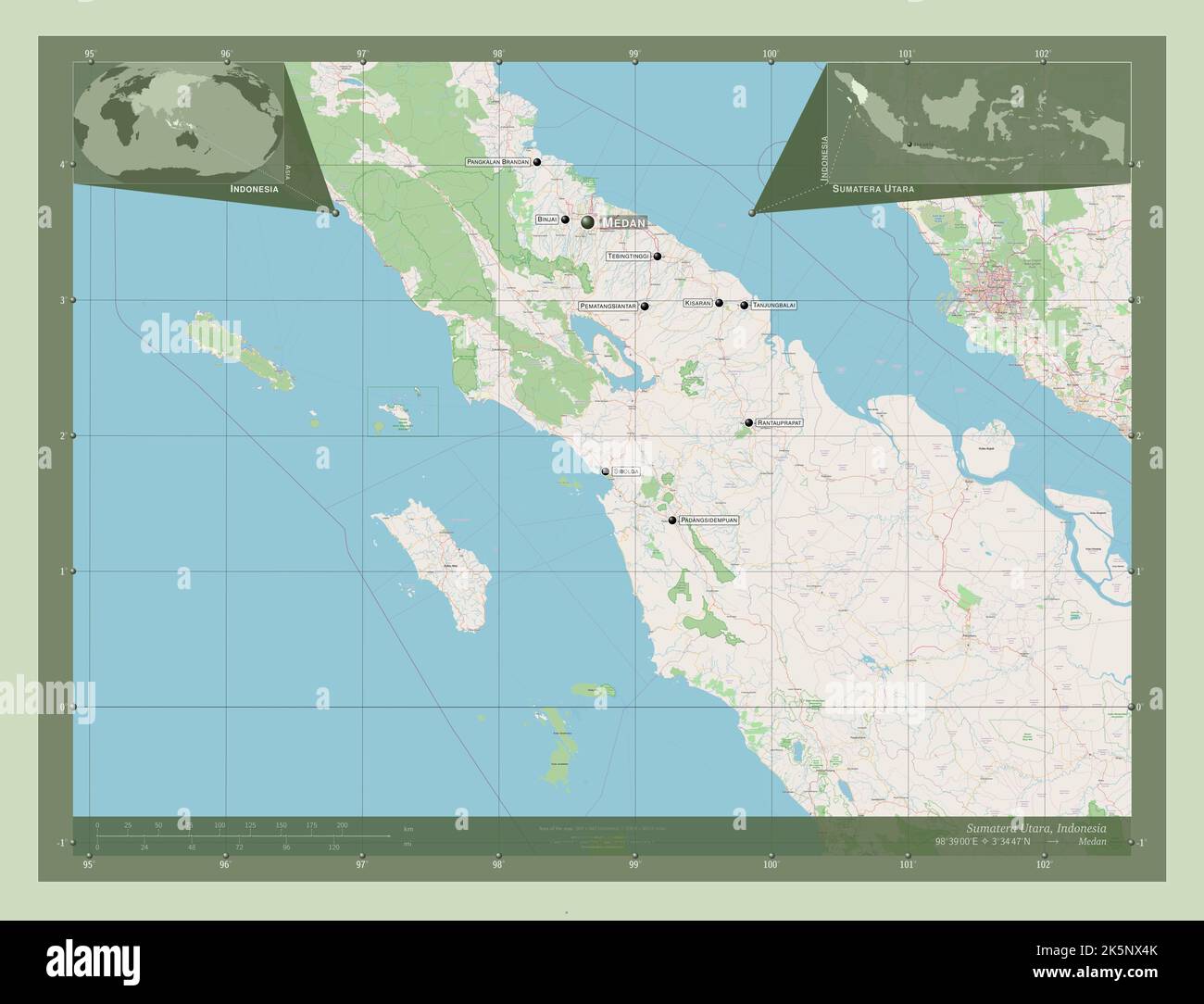 Sumatera Utara, province of Indonesia. Open Street Map. Locations and ...