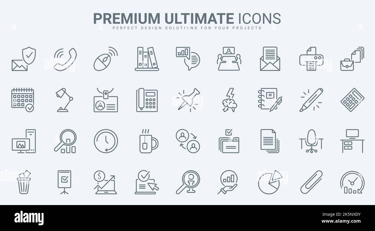 Office technology thin line icons set vector illustration. Outline ...