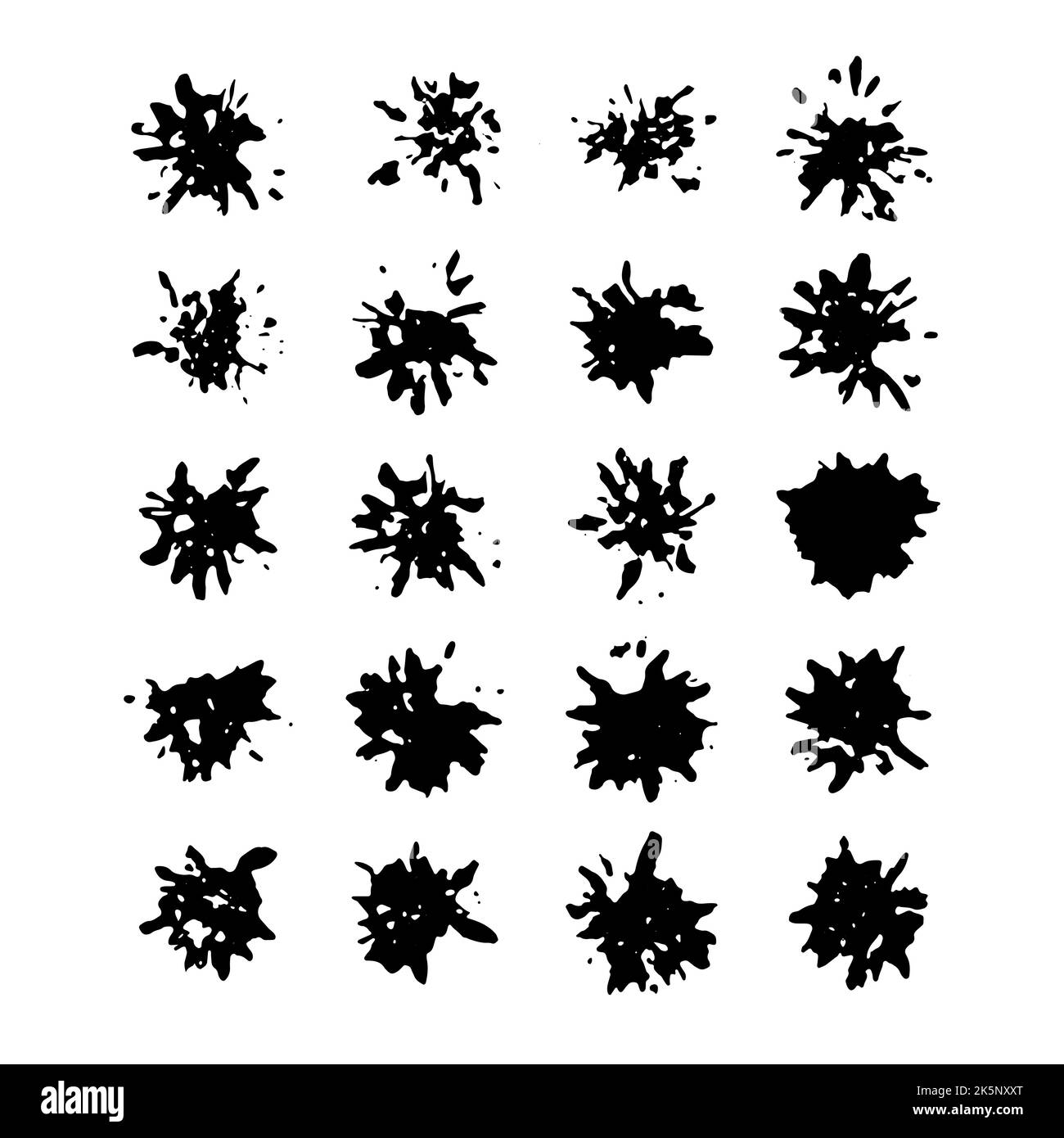 Abstract ink prints collection. Set of formless imprints, stains ...