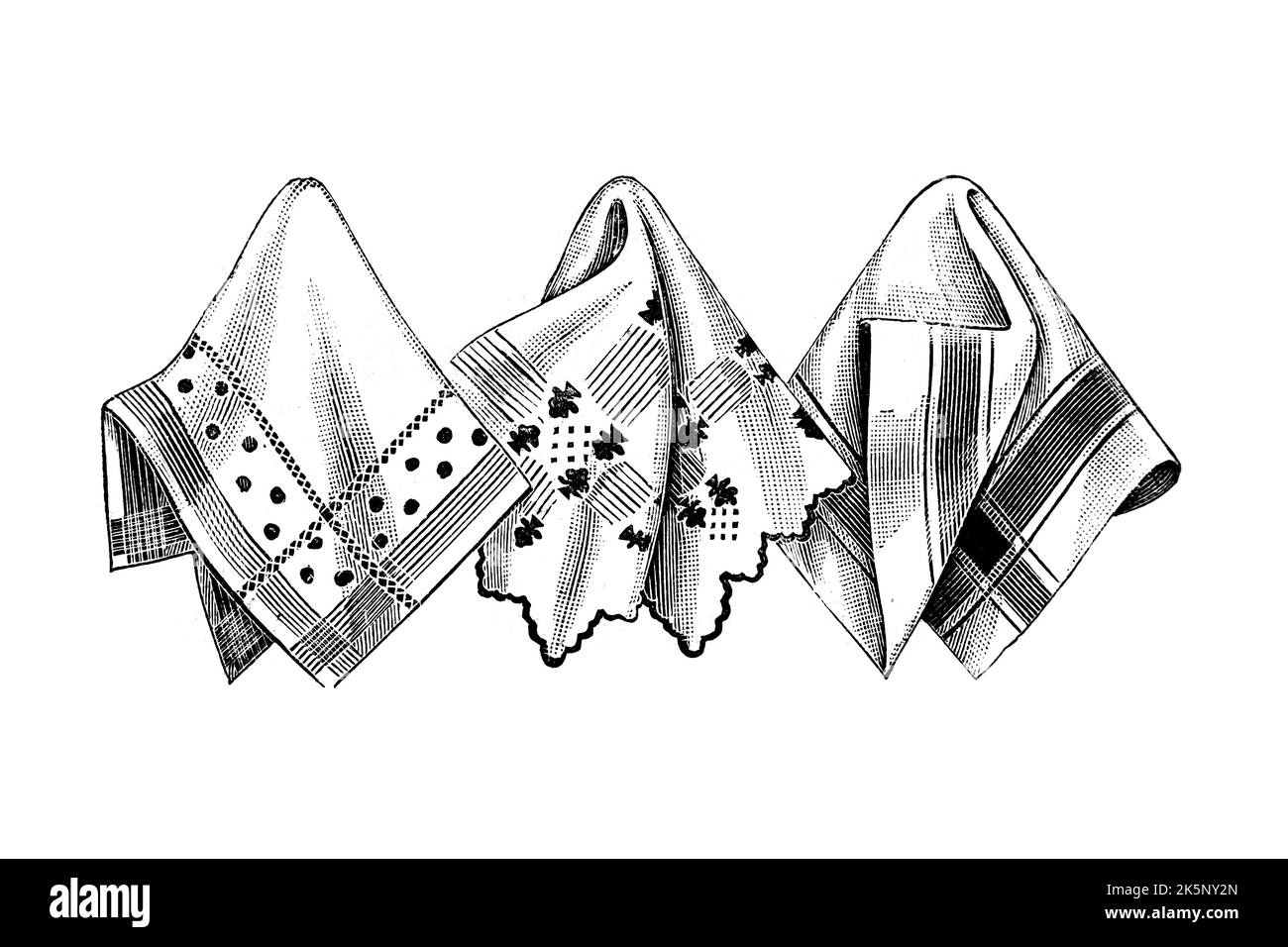 Mourning Handkerchiefs – 1910s Vintage Illustration Stock Photo - Alamy