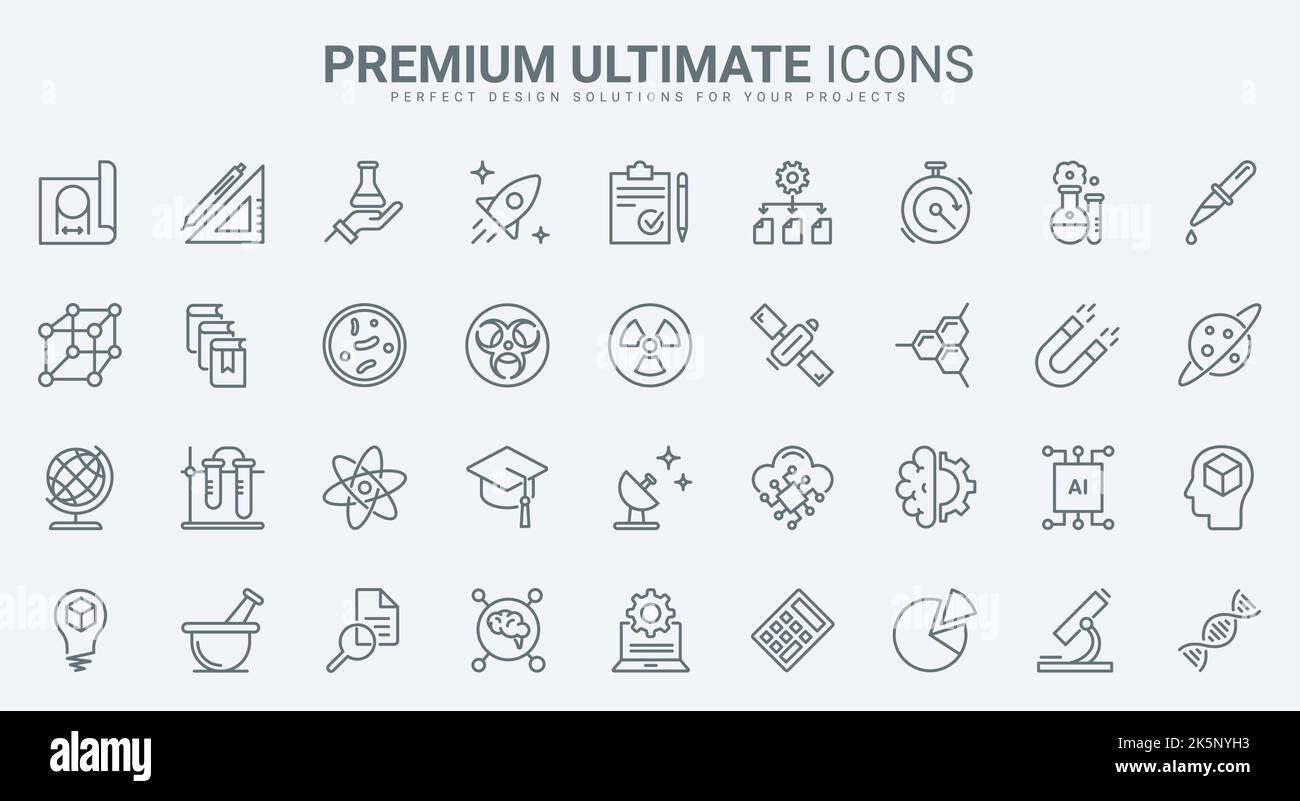 Science research technology thin line icons set vector illustration ...